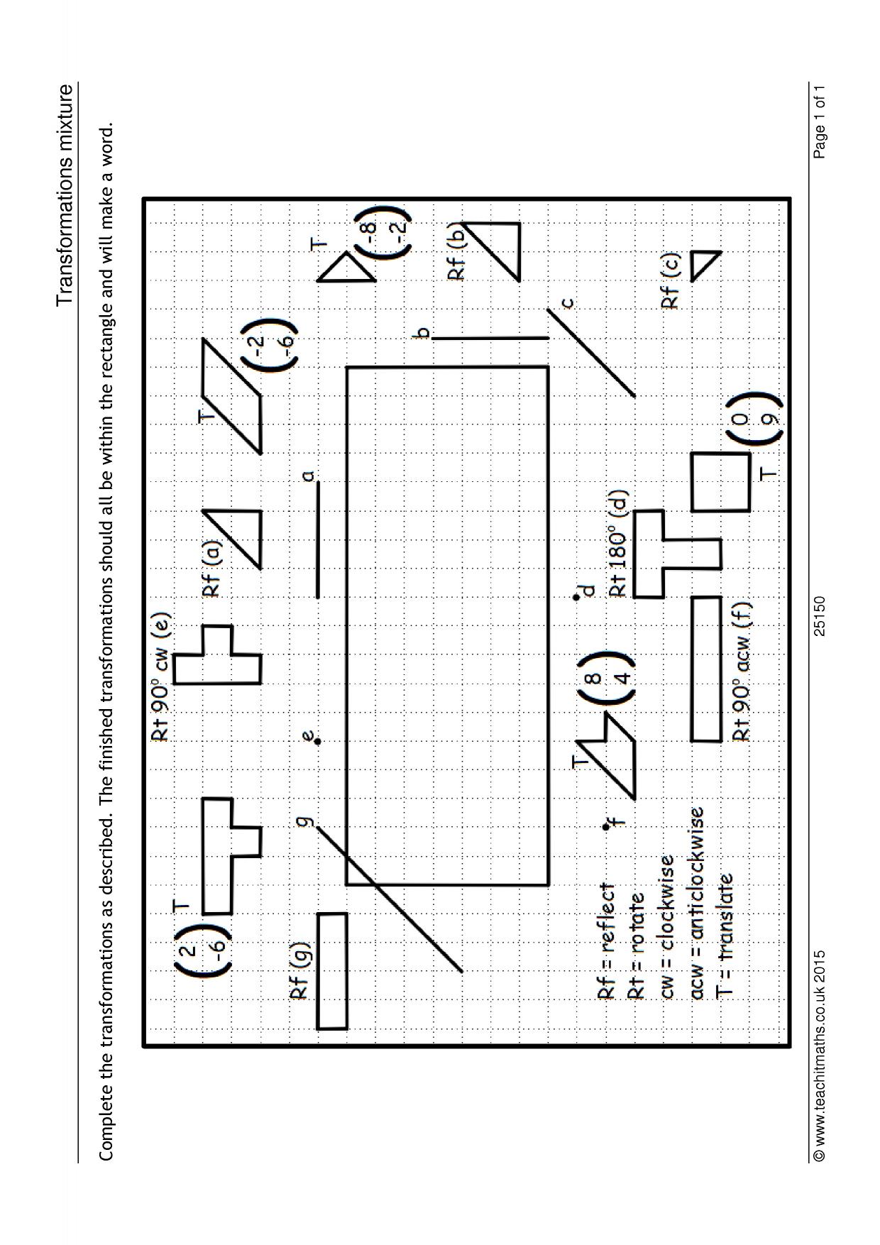 Transformations puzzle | KS3 KS4 maths | Teachit - Worksheets Library