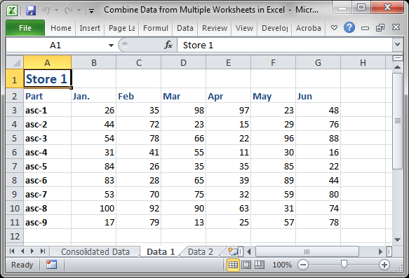 Combine Data from Multiple Worksheets in Excel - TeachExcel.com - Worksheets Library