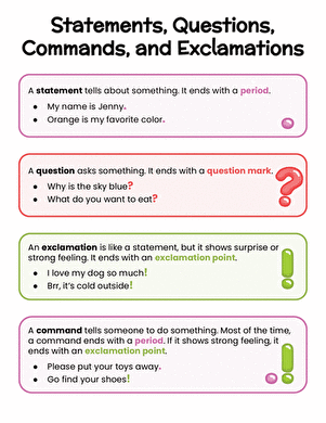Sentences Handout: Statements, Questions, Commands, and ... - Worksheets Library