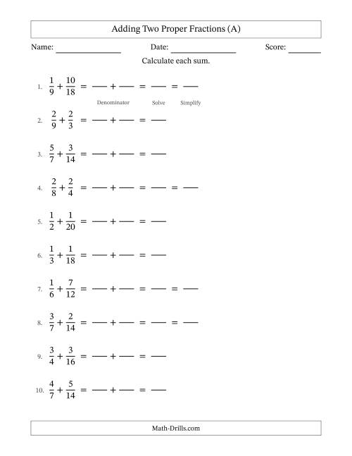 Adding Two Proper Fractions With Similar Denominators Proper