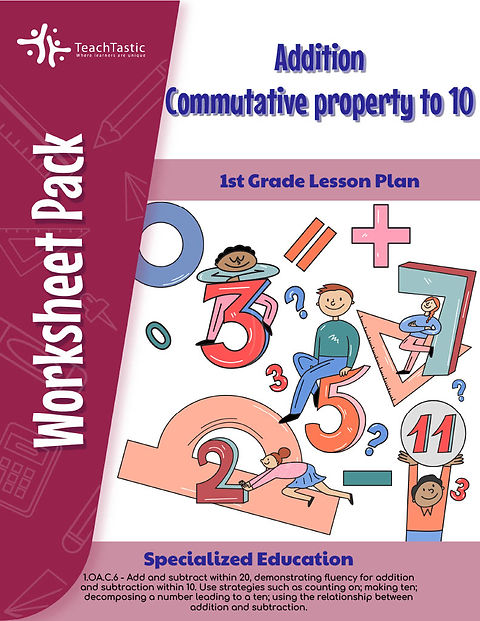 Worksheet Pack Addition Commutative Property To 10 Teachtastic Worksheets Library