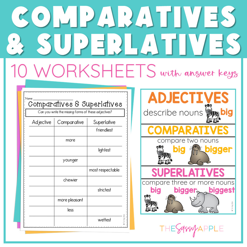 Comparative and Superlative Adjectives Worksheet Activities and Anchor Chart - Worksheets Library