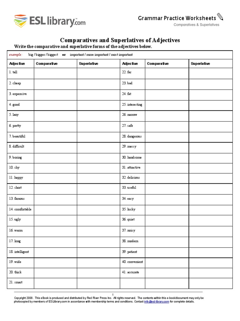 Irregular adjectives - comparative, superlative - ESL worksheet by ... - Worksheets Library