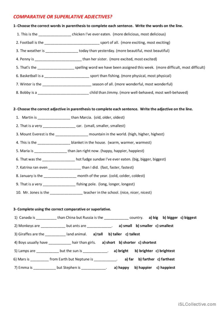 Comparative and Superlativ…: English ESL worksheets pdf & doc - Worksheets Library