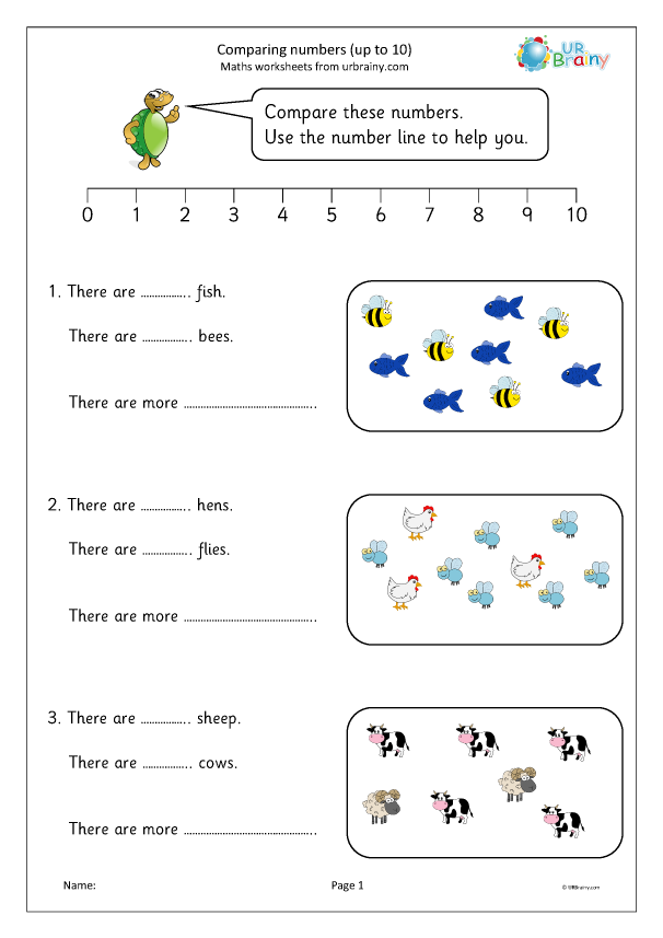 Comparing Numbers up to 10 Worksheets - Worksheets Library