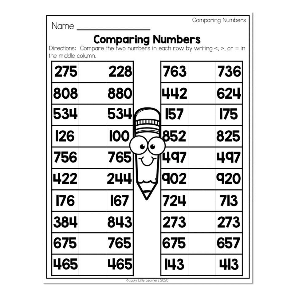 2nd Grade Math Worksheets - Place Value - Comparing Numbers ...