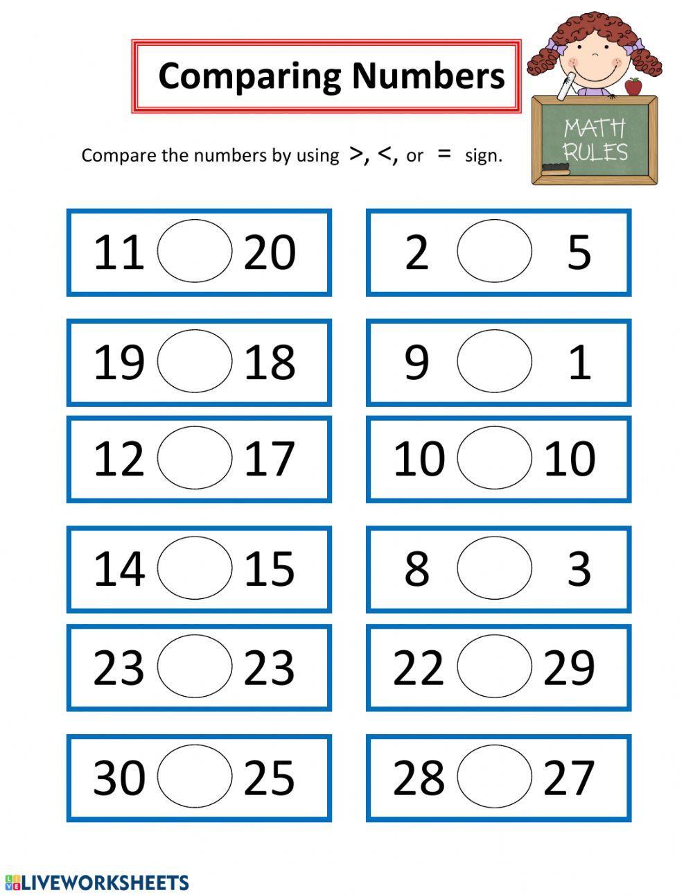 Comparing Numbers worksheet | Live Worksheets - Worksheets Library