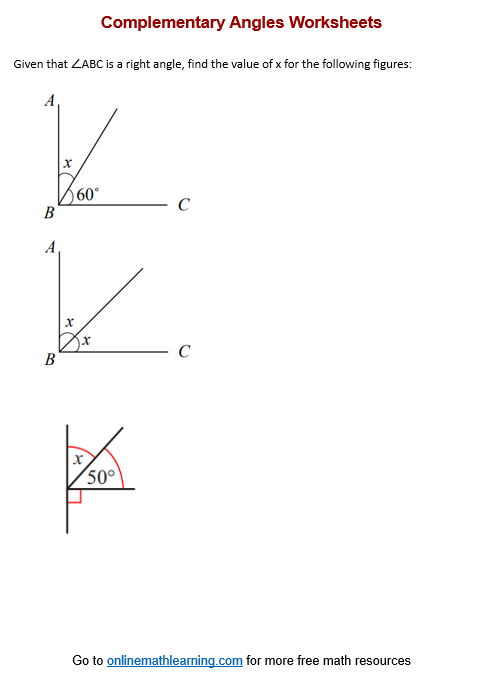 Complementary and Supplementary Angles | Worksheet | Education.com - Worksheets Library