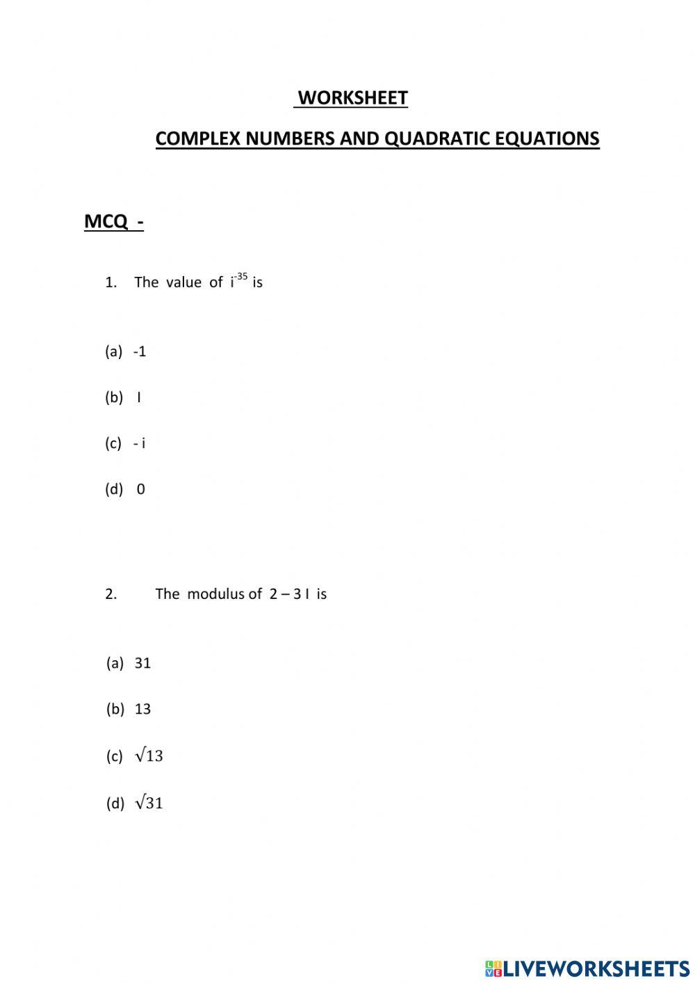 The Quadratic Formula 2 Page1 Worksheets Library The Quadratic Formula 2 Page1 Worksheets Library