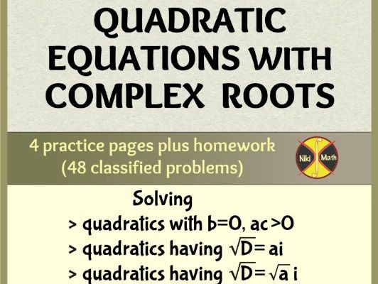 Quadratic Equations with Complex Solutions - Practice &HW (48 ...
