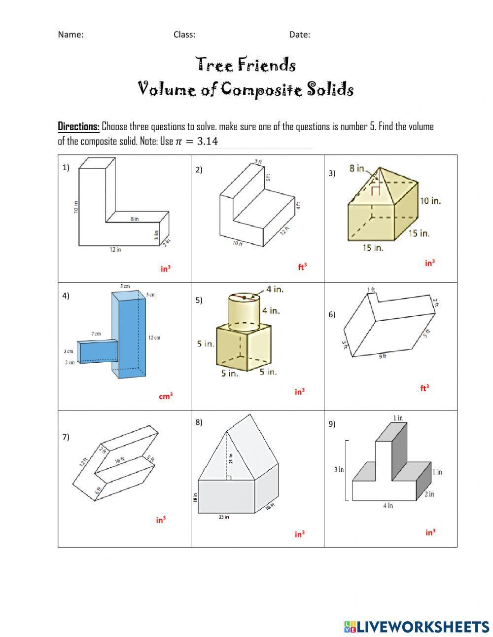 Volume Of Composite Figures Worksheet In 2024 Volume Worksheets