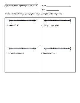 Algebra Solve and Graph Compound Inequalities Worksheet | Compound ...