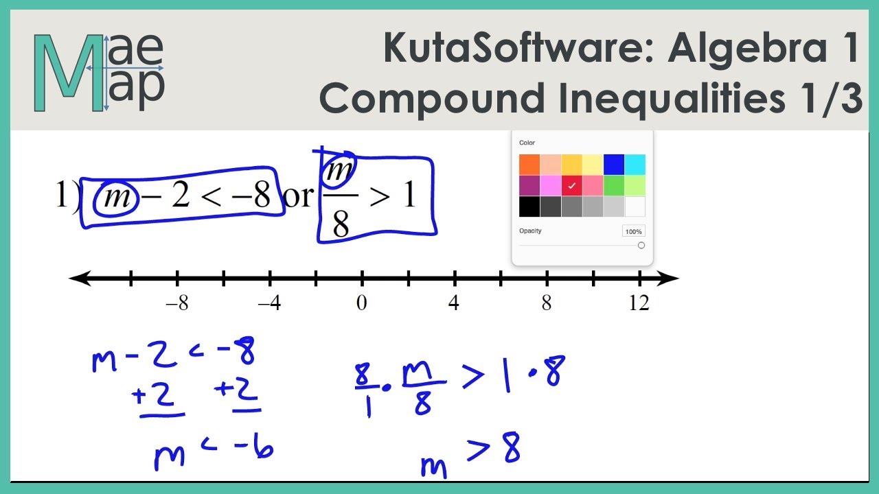 KutaSoftware: Algebra 1- Compound Inequalities Part 1 - Worksheets Library