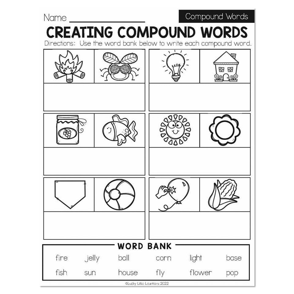Summer - Early Finishers 1st Grade - ELA - Compound Words - Creating ...