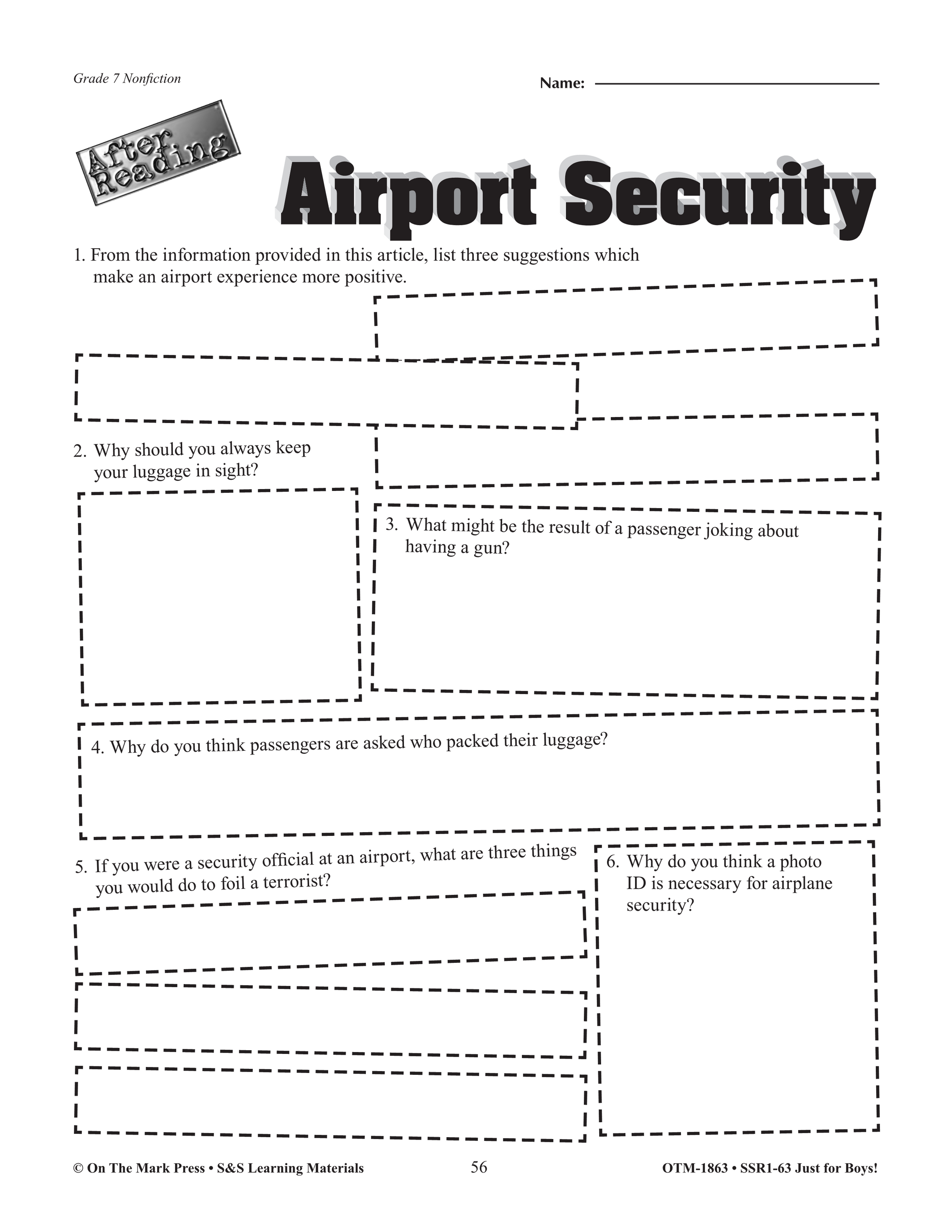 Non-Fiction Reading Comprehension 3 Activities For Boys: Grade 7 - Worksheets Library