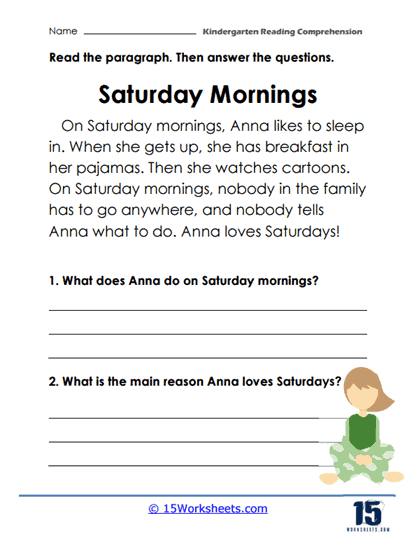 Kindergarten Reading Comprehension Worksheets - Worksheets Library