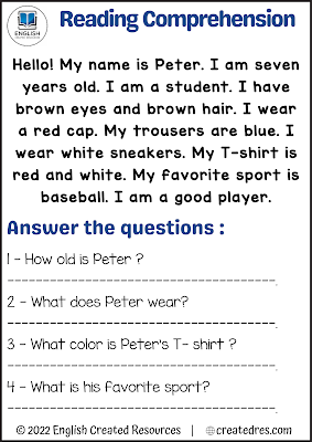 Reading Comprehension Grade 1 – English Created Resources - Worksheets Library