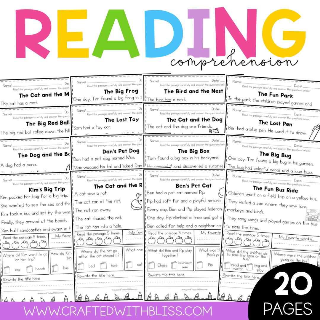 20 FREE Kindergarten Reading Comprehension Printable - Free ... - Worksheets Library