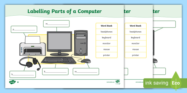 KS1 Labelling a Computer Activity Sheet (teacher made) - Worksheets Library