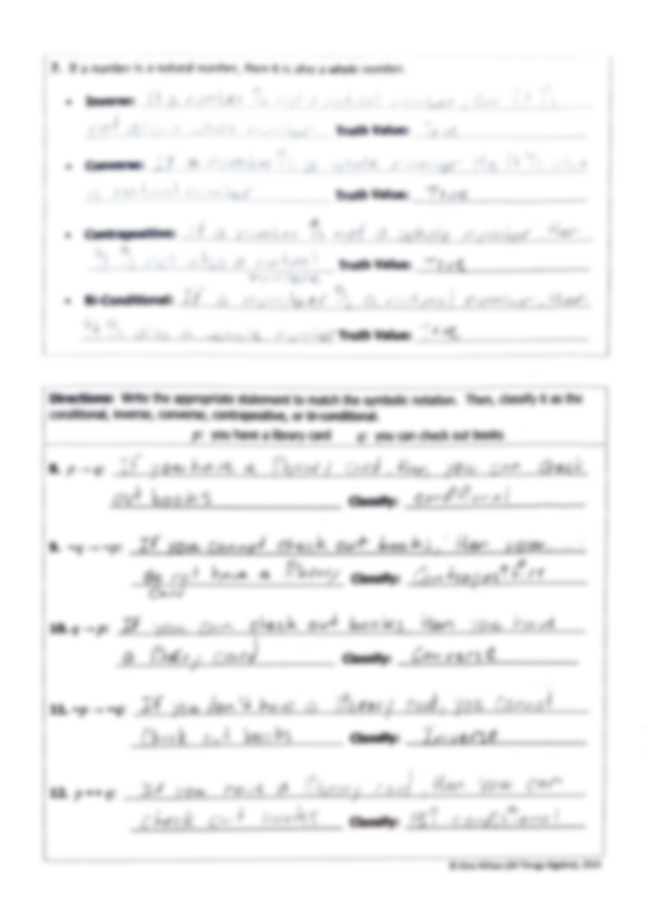 Solution Unit 2 Logic And Proof Conditional Statements Worksheet Worksheets Library