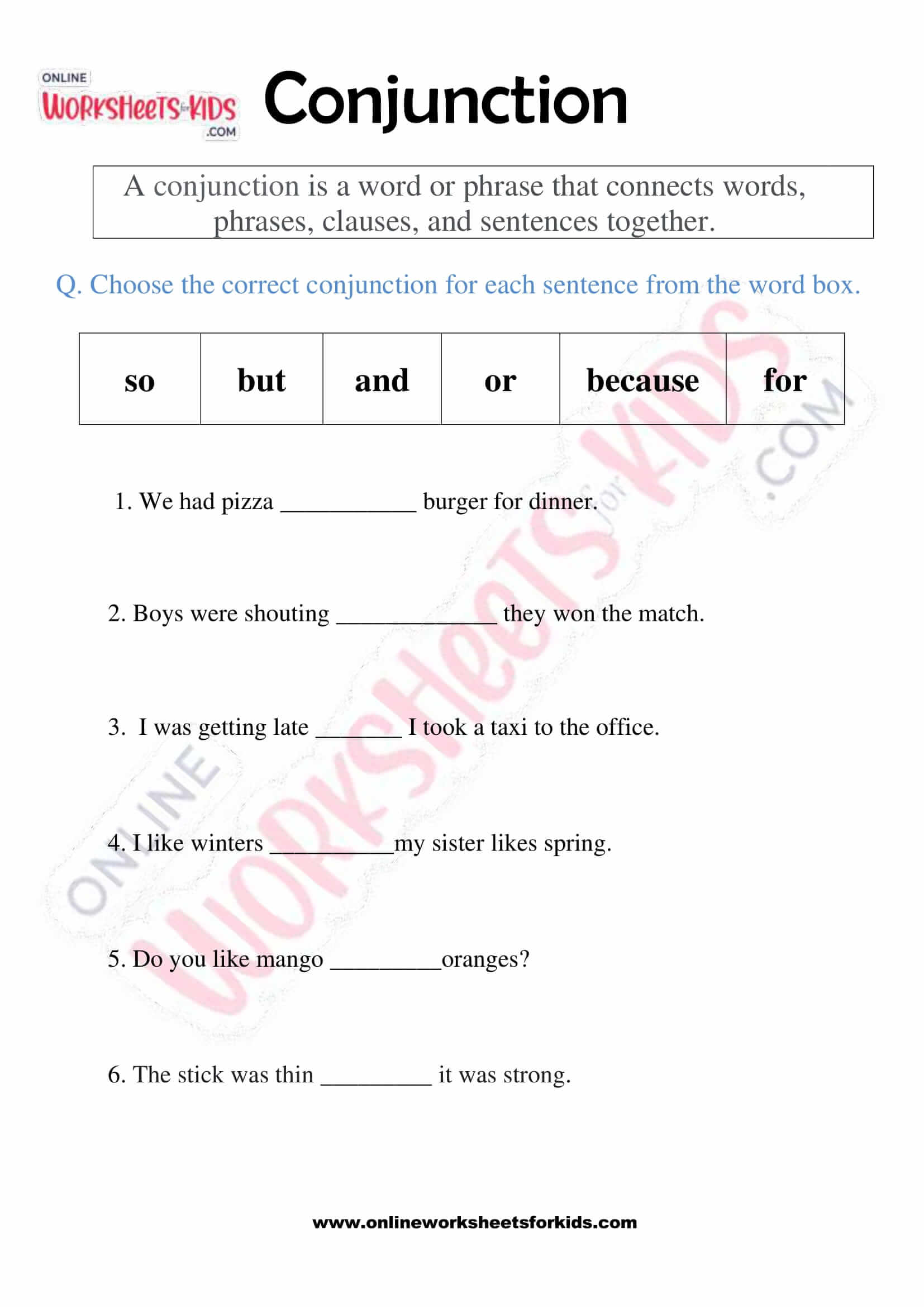 Conjunctions Worksheet 03 - Worksheets Library