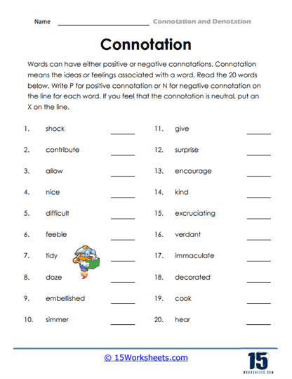Free Connotation And Denotation Worksheet For Middle School Download Free Connotation And