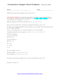 Consecutive Integer Word Problems 1 - YouTube - Worksheets Library