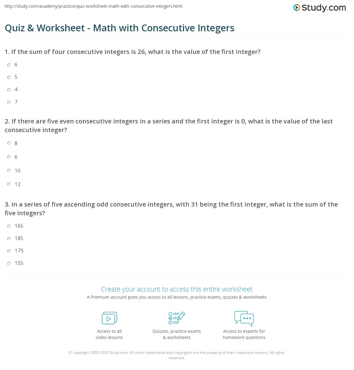 Consecutive Integers Worksheet With Answers Pdf - Fill Online ... - Worksheets Library