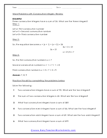 Consecutive Integers Word Problems Worksheets - Worksheets Library