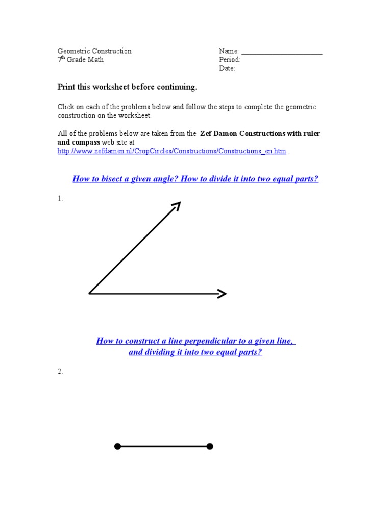 Geometric Construction Worksheet | PDF - Worksheets Library