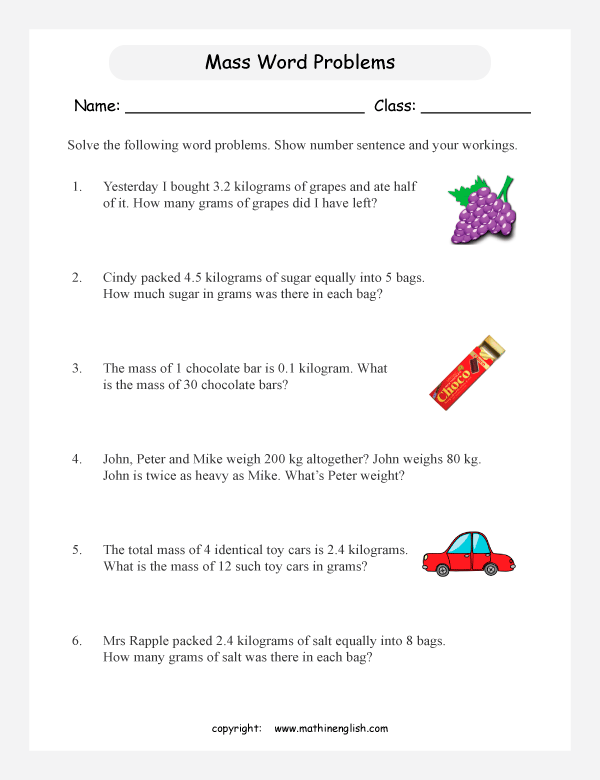 Measurement Word Problems Worksheet