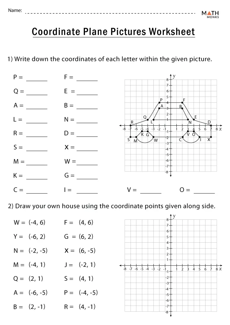 Coordinate Plane Worksheets - Math Monks - Worksheets Library