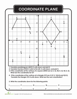 Coordinate Plane | Worksheet | Education.com - Worksheets Library