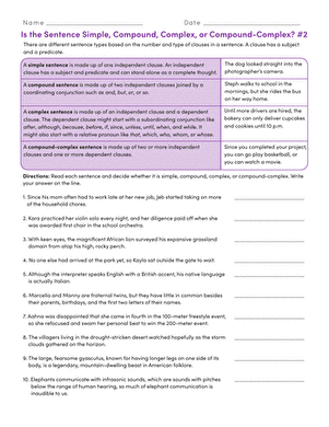 Is the Sentence Simple, Compound, Complex, or Compound-Complex? #2 ... - Worksheets Library