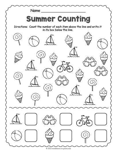Summer Counting Worksheet - Worksheets Library