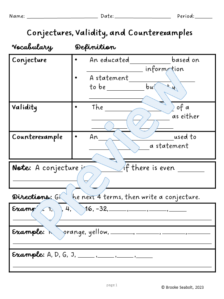 Conjectures Validity And Counterexamples Lesson Wnotes