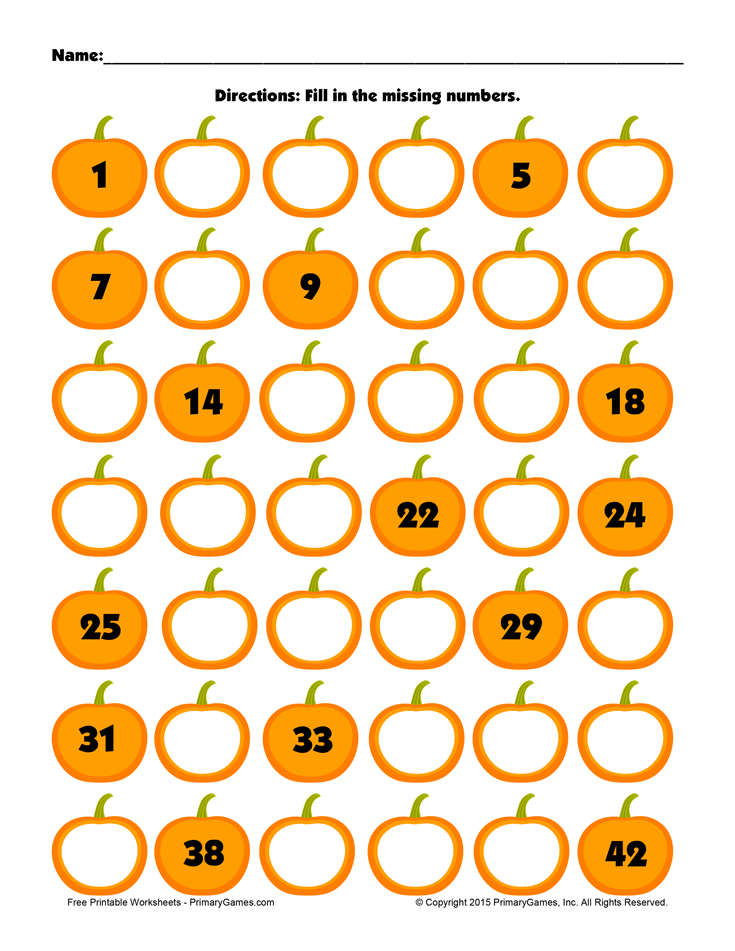 Halloween Worksheets: Pumpkin Counting - Count By Ones • Free ...