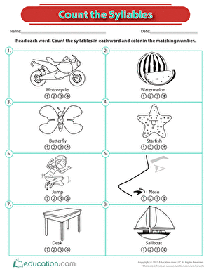 Count the Syllables | Worksheet | Education.com - Worksheets Library