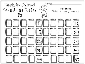 10 Back to School Counting On Worksheets. Preschool-1st Grade Math ...