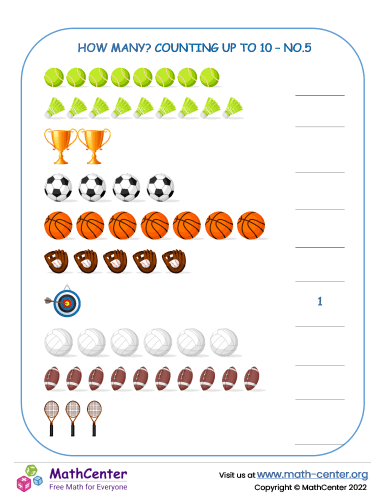 Counting up to 10 – No.5 | Worksheets | Math Center - Worksheets Library