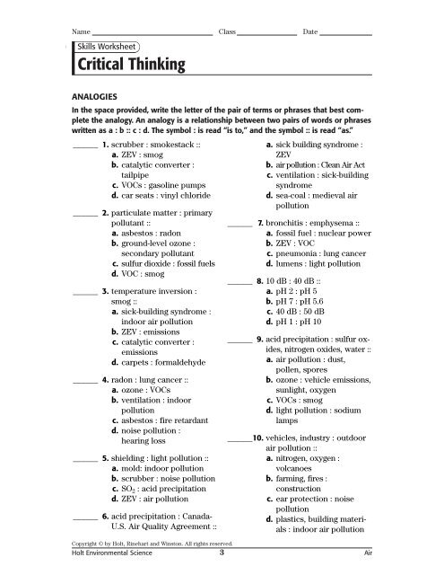 Critical Thinking - Worksheets Library