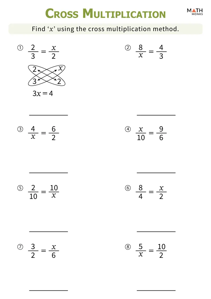 Cross Multiplication Worksheets Math Monks Worksheets Library Cross Multiplication Worksheets Math Monks Worksheets Library