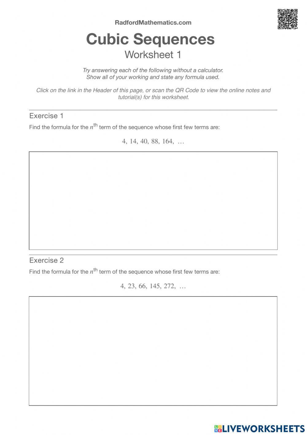 Cubic Sequences Worksheet Live Worksheets Worksheets Library Cubic Sequences Worksheet Live Worksheets Worksheets Library