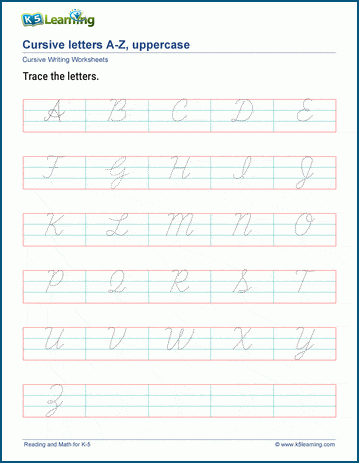 Cursive letters A-Z worksheets | K5 Learning - Worksheets Library