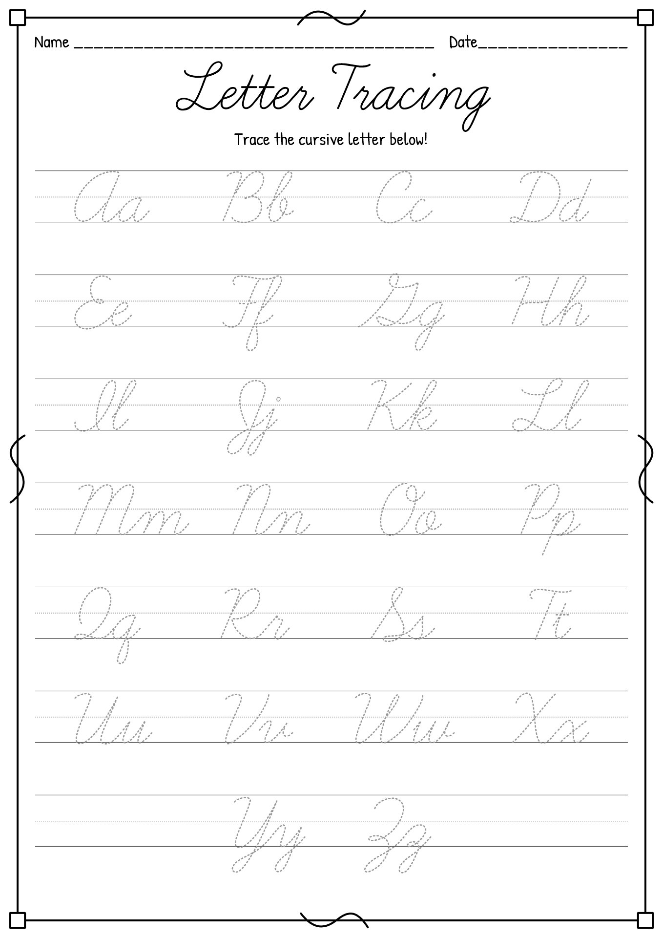 12 Cursive Writing Worksheets With Arrows - Free PDF at worksheeto.com - Worksheets Library