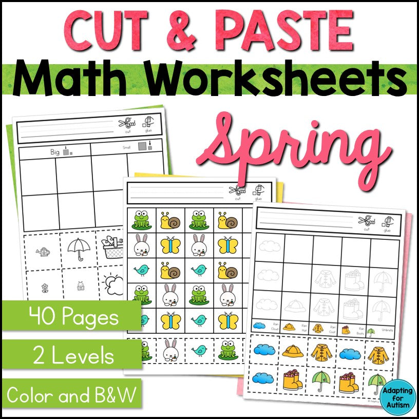 Spring Cut and Paste Math Activities – Autism Work Tasks - Worksheets Library