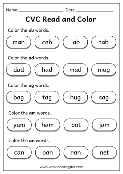 CVC Words Blend and Read Cards and Activities - United Teaching ...