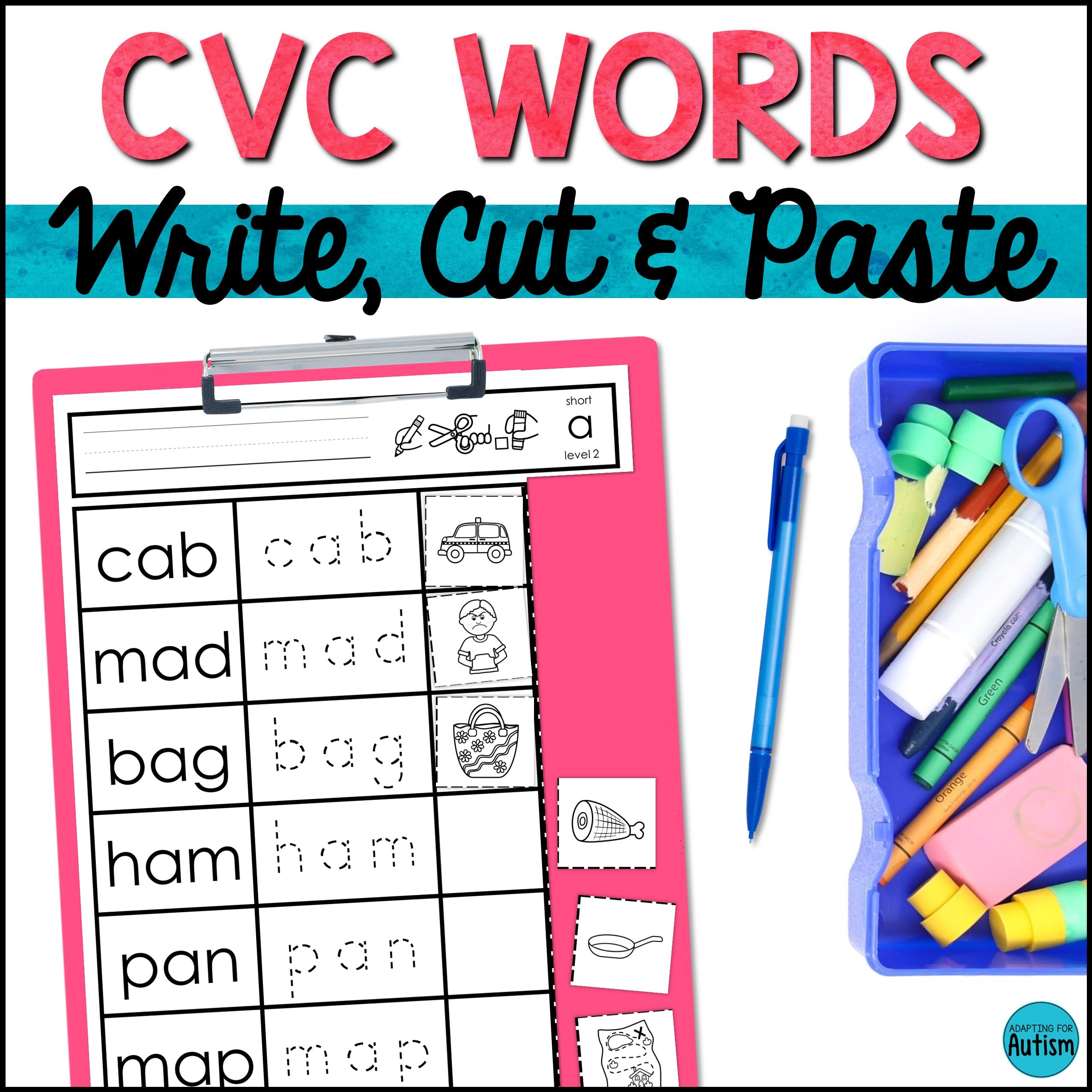 CVC Cut and Paste Practice - Free Word Work - Worksheets Library