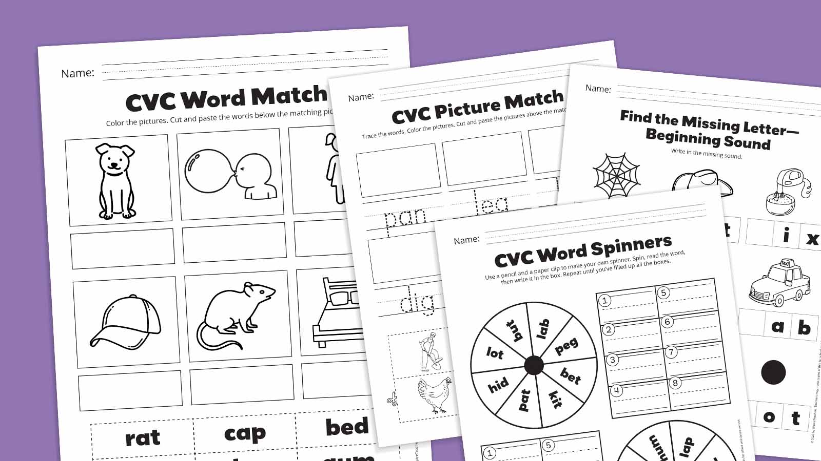 Free cvc printables, Download Free cvc printables png images, Free Worksheets on Clipart Library