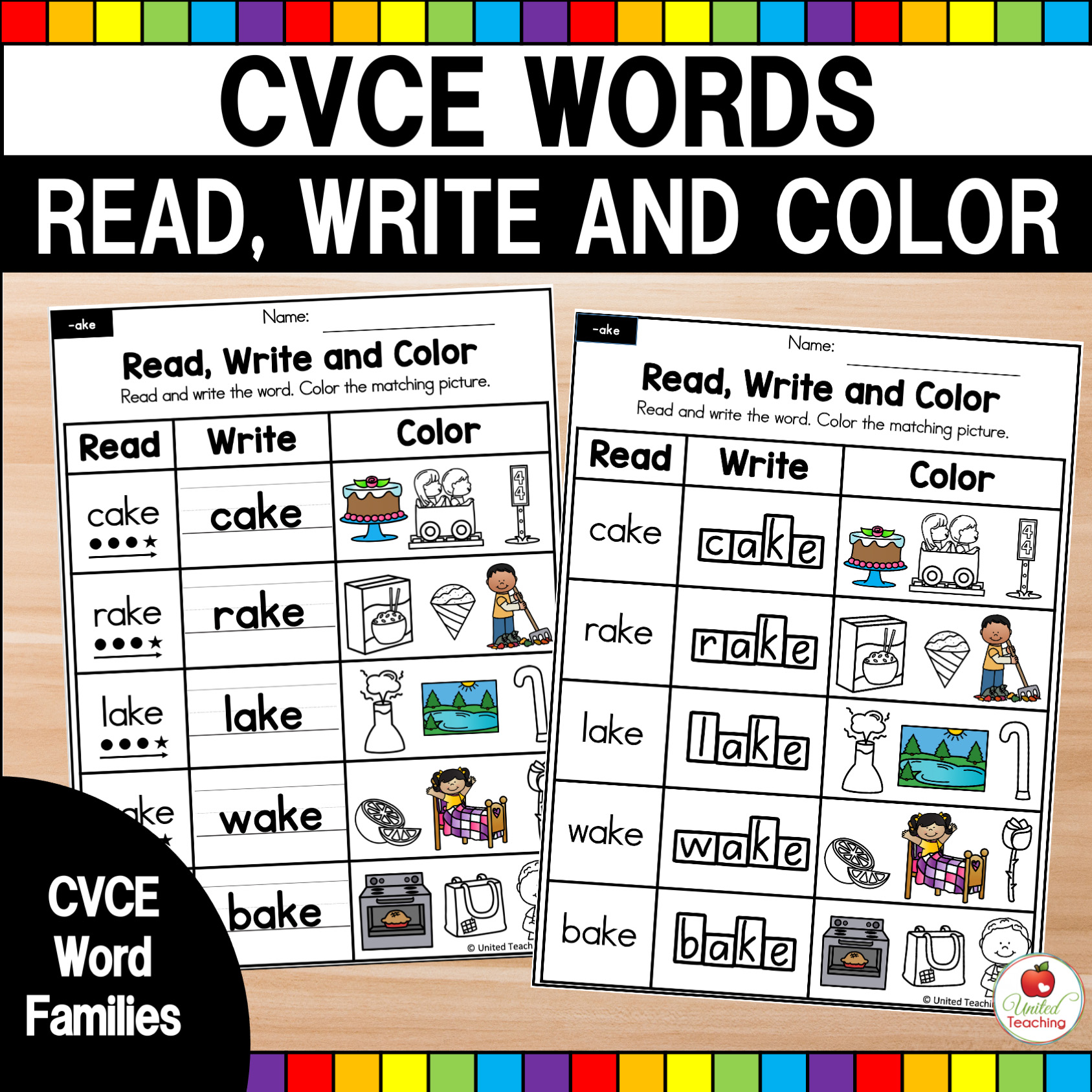 CVCE Words Read, Write and Color Worksheets - Worksheets Library